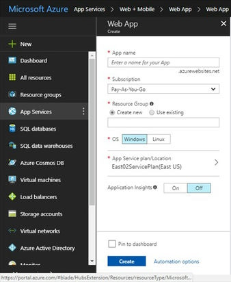 Create, Clone, Browse, Restart, Stop And Delete Web App In Azure